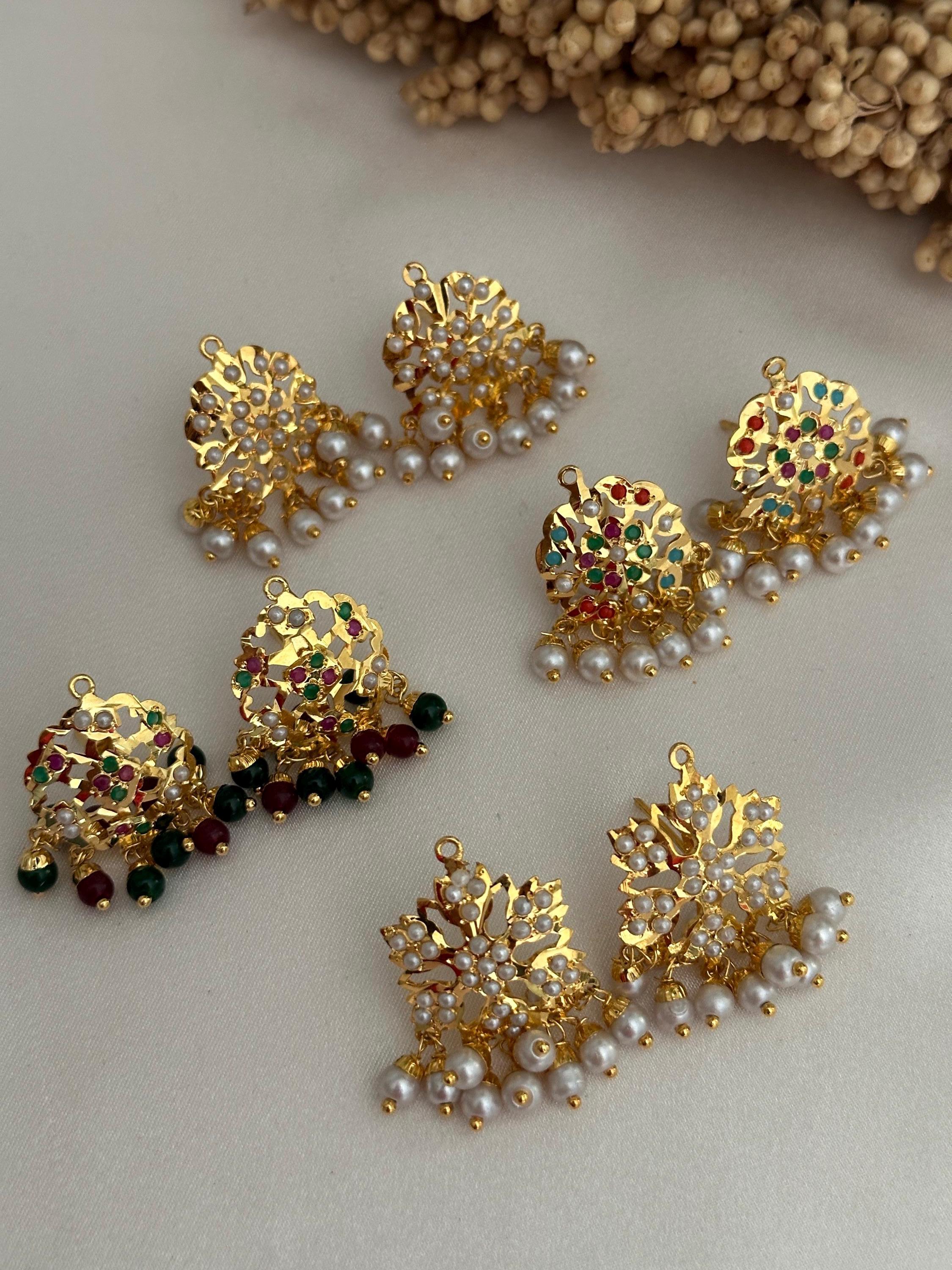 Jadau Gold Traditional Punjabi Studs/jaago Earrings/indian Jewelry ...