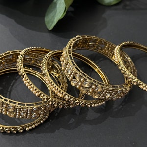Gold Stone Kade X Bangles/indian Bangles/punjabi Bangles Set, Metal ...