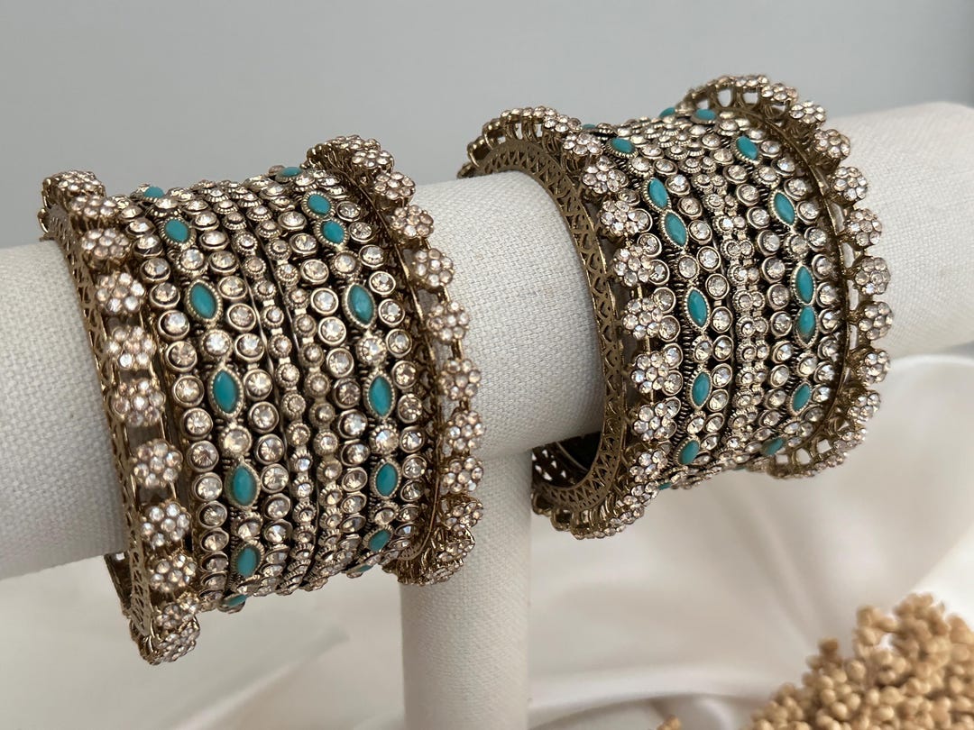 Kundan Kade Bangles/indian Bangles/punjabi Bangles Set, Multicolor ...