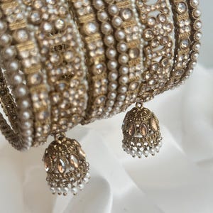 Antique Gold Kade Bangles Jhumka Gajre Stone /indian Bangles/punjabi Bangles Set, Chuddis/metal ...