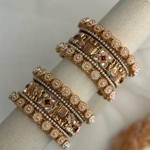 Antique Gold Elephant Kade Bangles Rajasthani Kangan Gajre /indian Bangles/punjabi Bangles Set ...