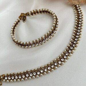 Gold Multicolour Polki Kundan Payal Anklets Lightweight/indian Jhanjar ...