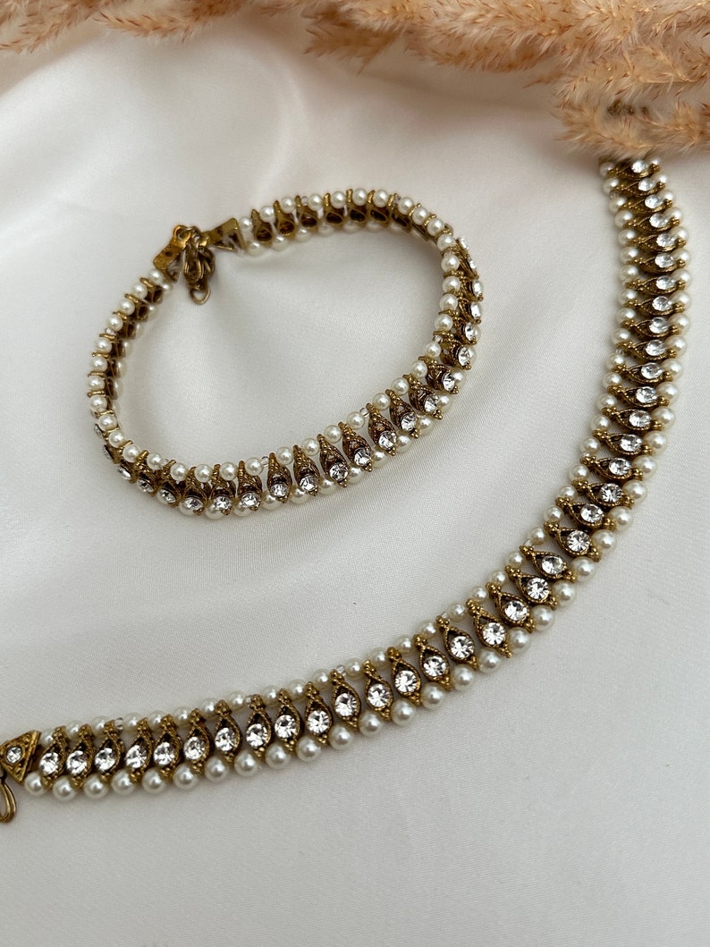 Gold Multicolour Polki Kundan Payal Anklets Lightweight/indian Jhanjar ...