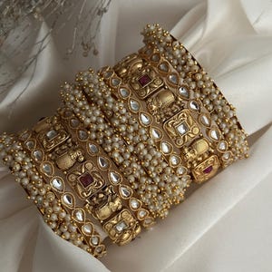 Antique Gold Elephant Kade Bangles Rajasthani Kangan Gajre /indian Bangles/punjabi Bangles Set ...