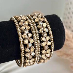 Antique Gold Stone Kade Bangles/indian Bangles/punjabi Bangles Set Gold Stone Chuddis/metal ...