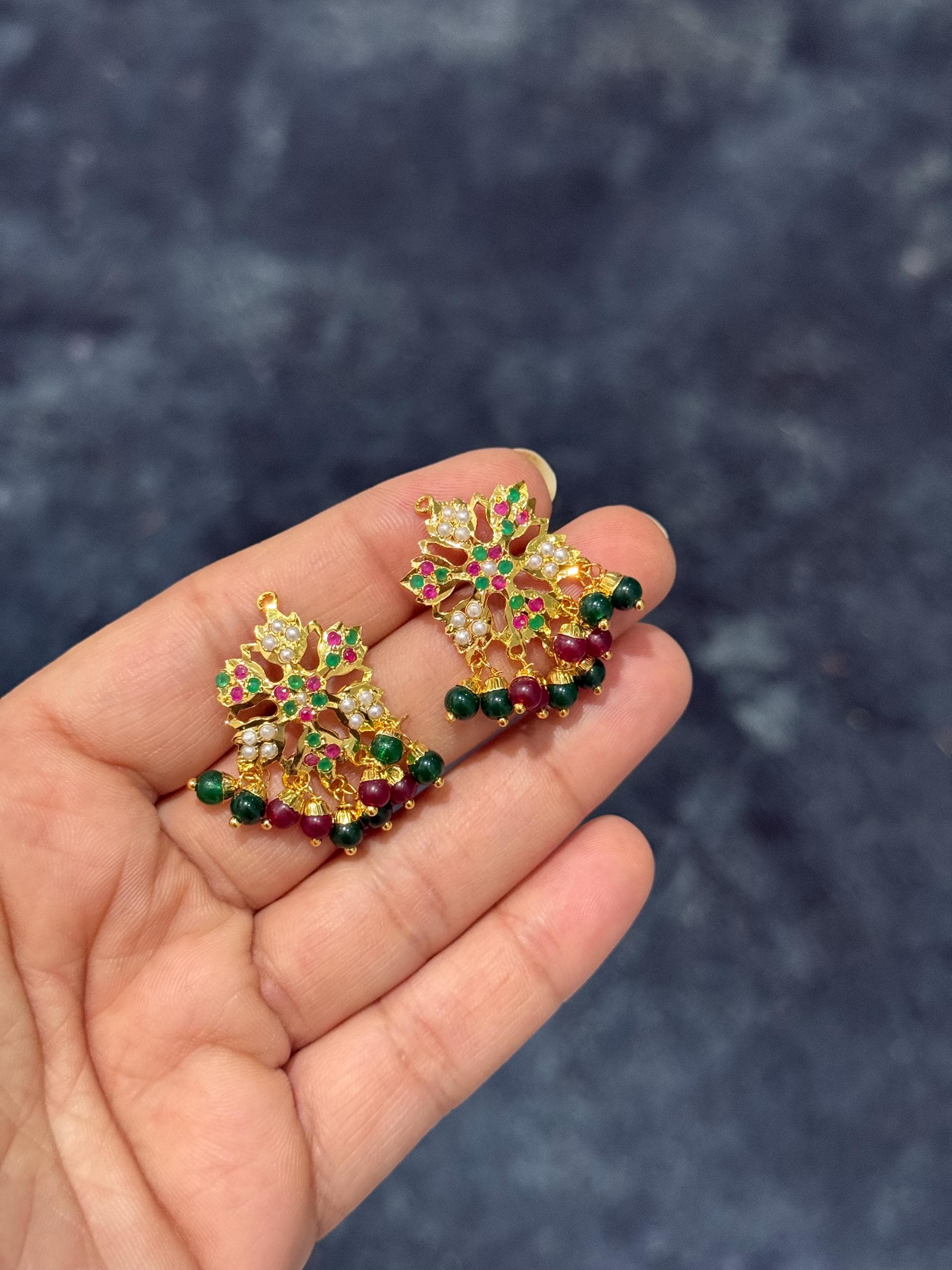 Jadau Gold Traditional Punjabi Studs/jaago Earrings/indian Jewelry ...