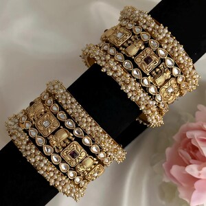 Antique Gold Elephant Kade Bangles Rajasthani Kangan Gajre /indian Bangles/punjabi Bangles Set ...