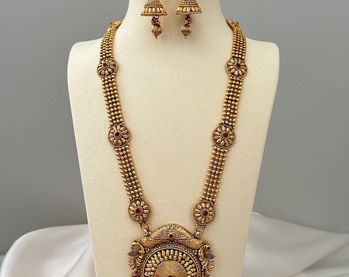 Antique Gold Long Necklace Rani Haar Kundan Polki Long Set Kundan Long ...