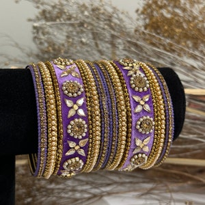 Velvet Stone Kade Bangles/indian Bangles/punjabi Bangles Set ...