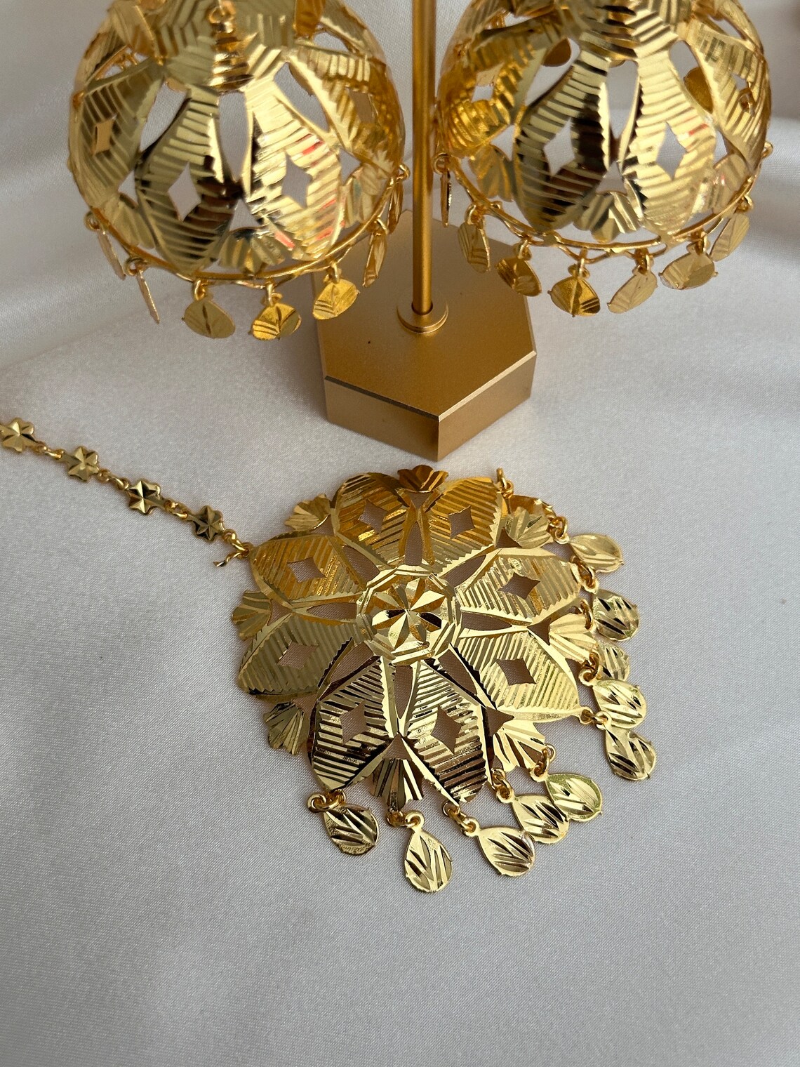 Oversized Punjabi Tikka Jhumka Piple Pattia Set/ Tikka Set/pattra ...