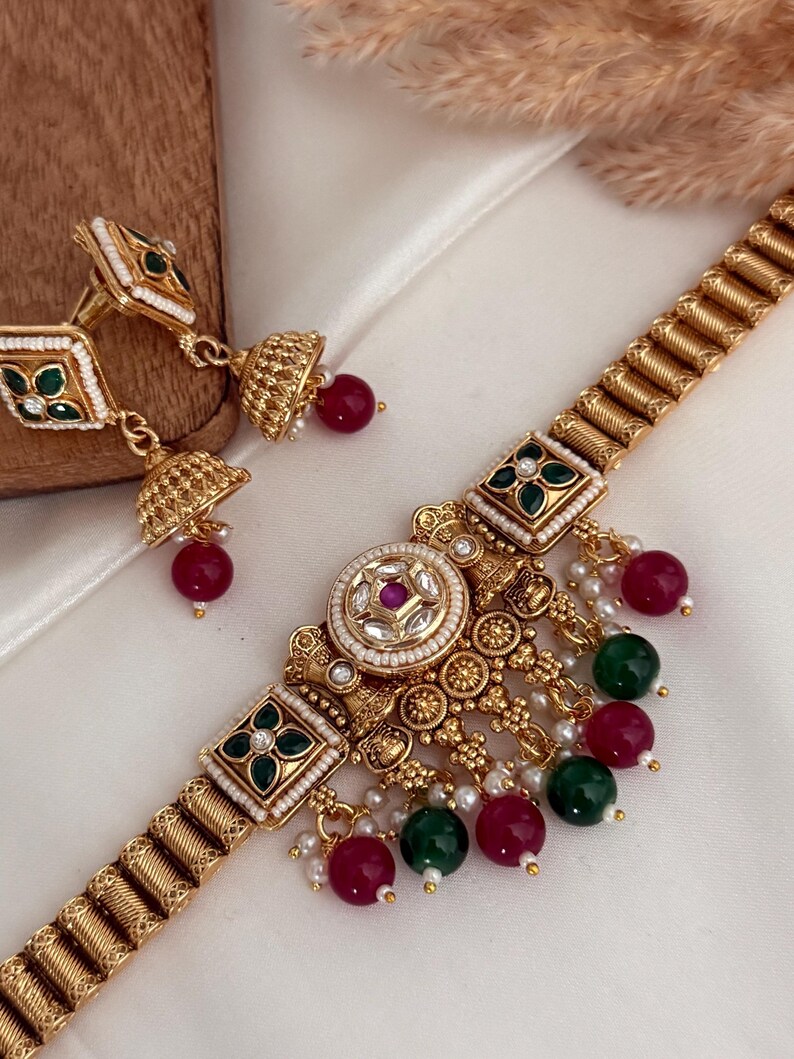Saya Gold Imitation Choker Finish Kundan Polki Set Kundan Necklace Set ...