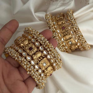 Antique Gold Elephant Kade Bangles Rajasthani Kangan Gajre /indian Bangles/punjabi Bangles Set ...