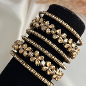 Antique Gold Stone Kade Bangles/indian Bangles/punjabi Bangles Set Gold ...
