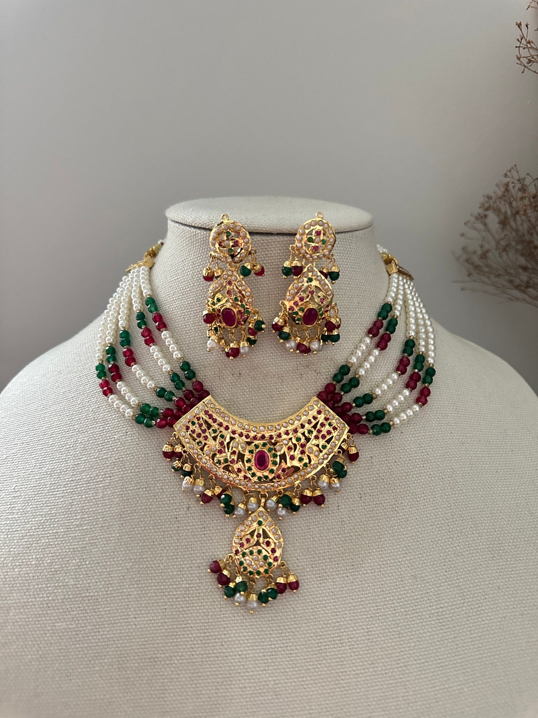 Jadau Multicolor Pipple Patti Tikka X Set/lightweight Multicolor Tikka ...