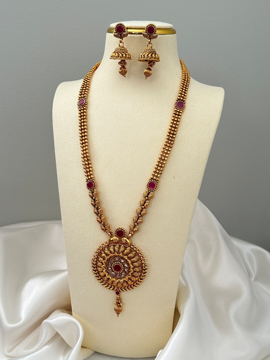 Antique Gold Long Necklace Rani Haar Kundan Polki Long Set Kundan Long ...