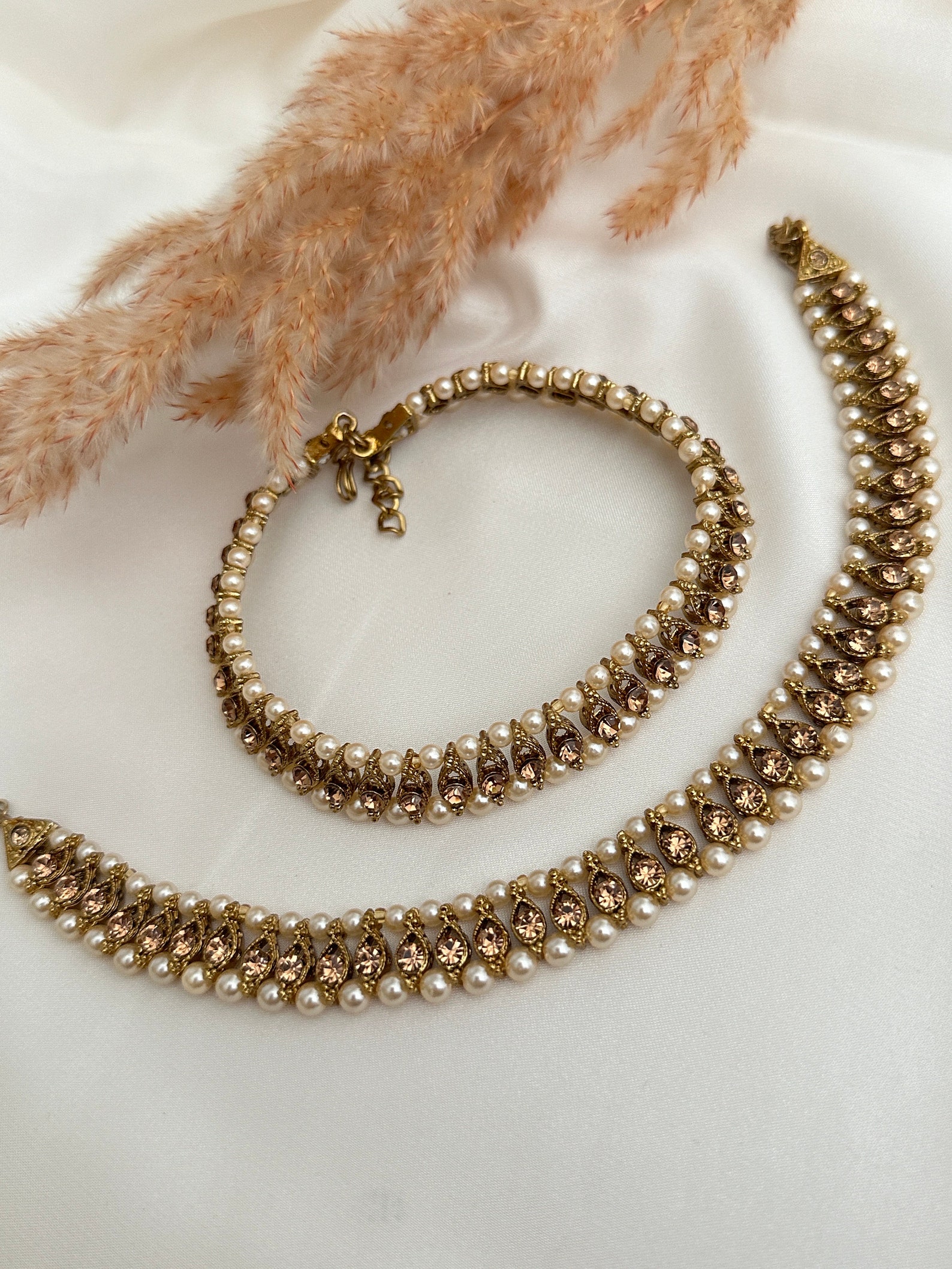 Gold Multicolour Polki Kundan Payal Anklets Lightweight/indian Jhanjar ...