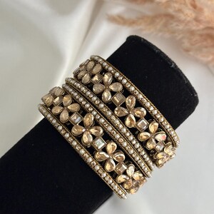 Antique Gold Stone Kade Bangles/indian Bangles/punjabi Bangles Set Gold ...