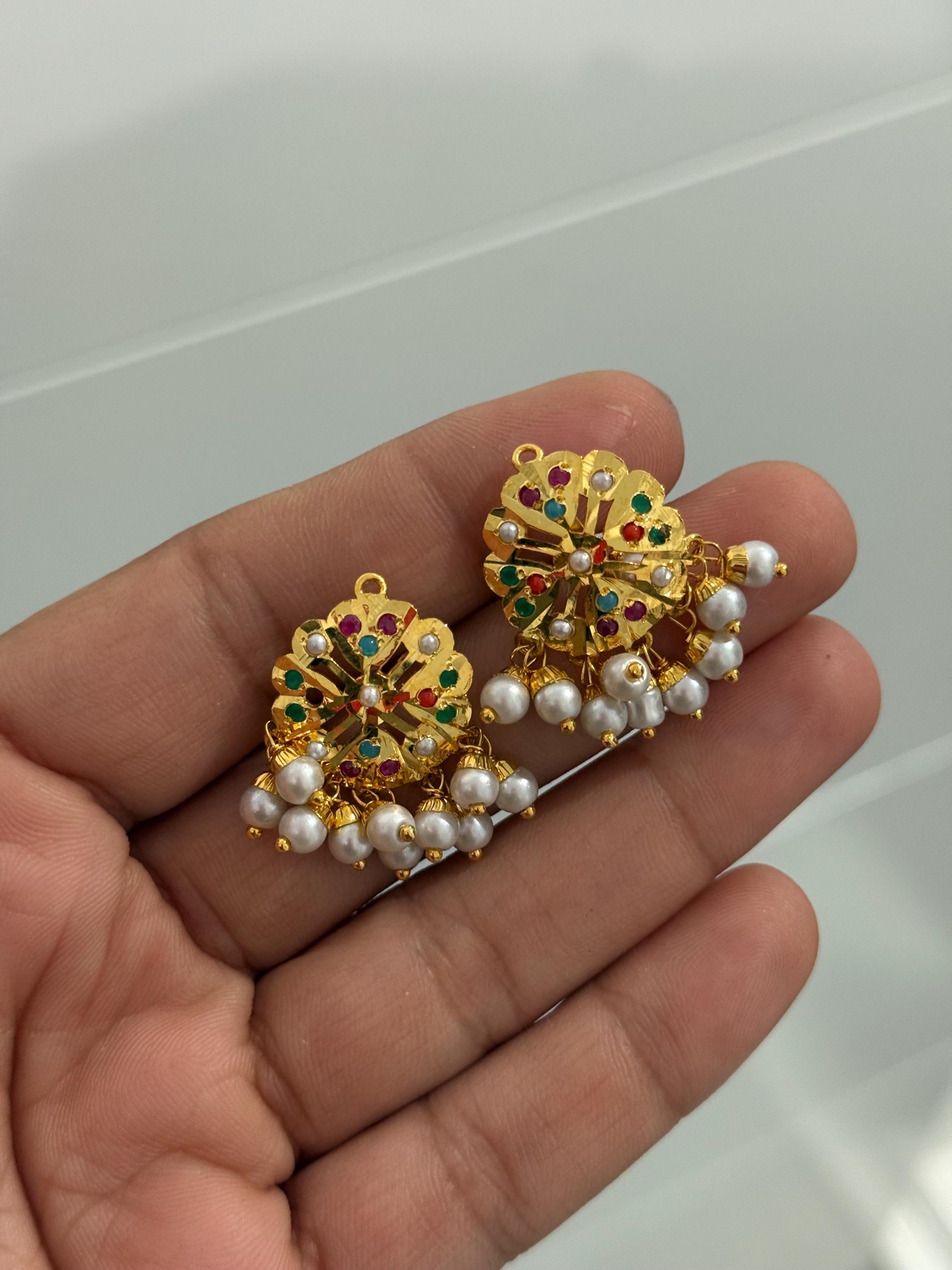 Jadau Gold Traditional Punjabi Studs/jaago Earrings/indian Jewelry ...
