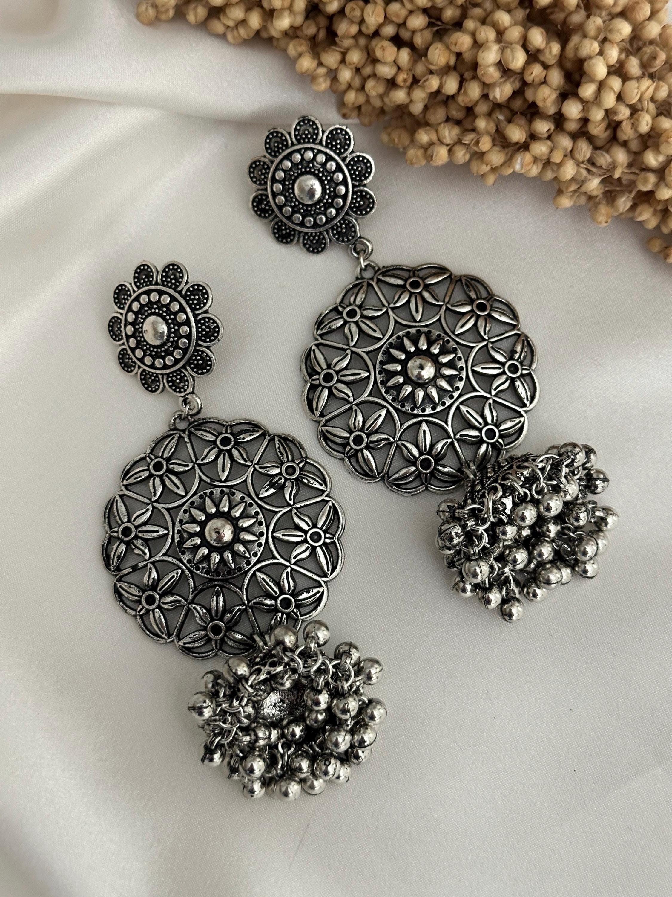 Silver Oxidised Earrings Etsy Canada