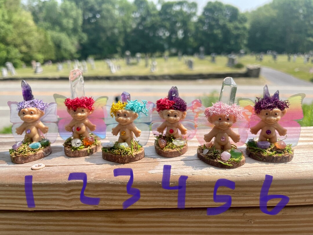 Fairy Garden Trolls Decoration With Crystals and Moss for Cute - Etsy