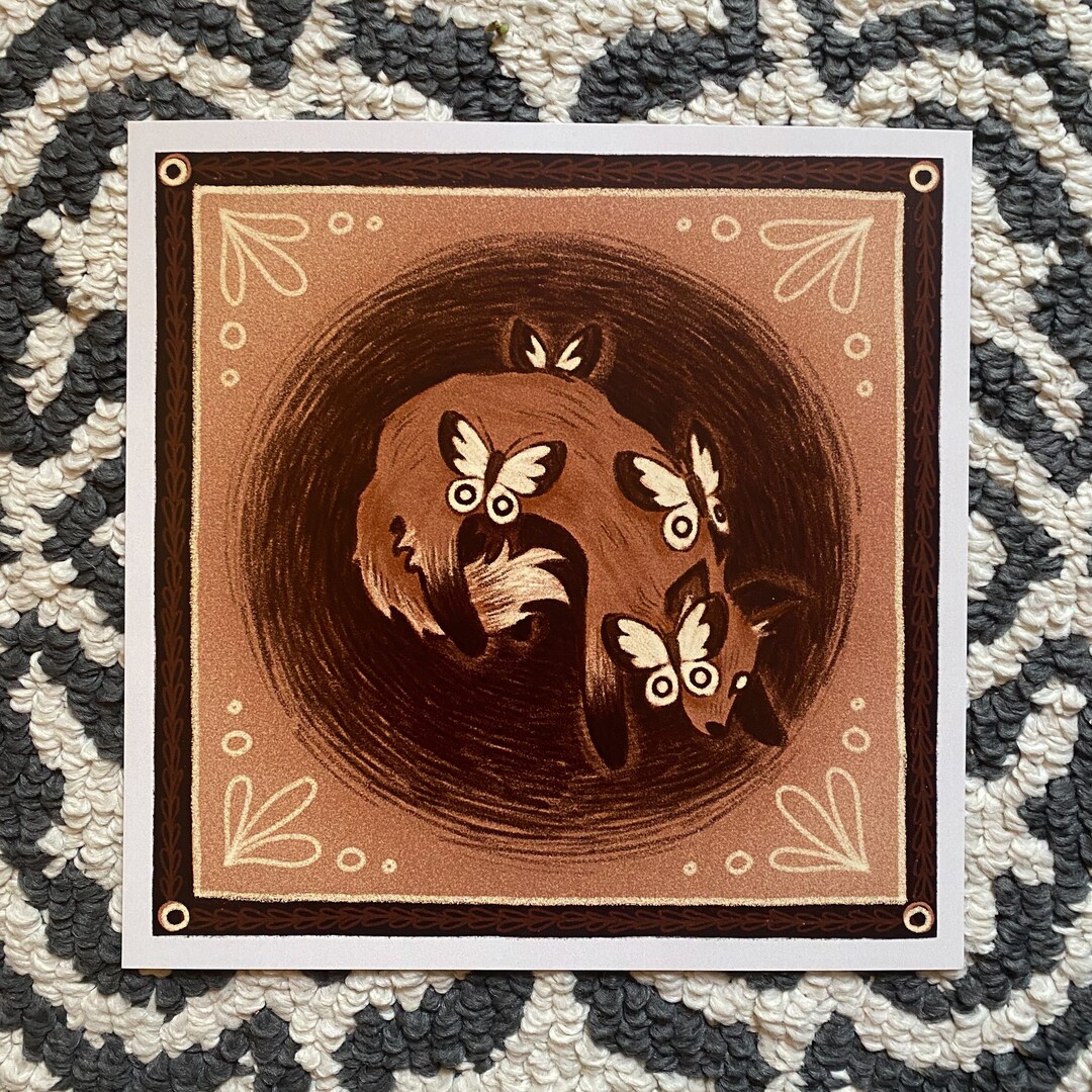 FOX & MOTHS - 8 X 8 Art Print - Etsy