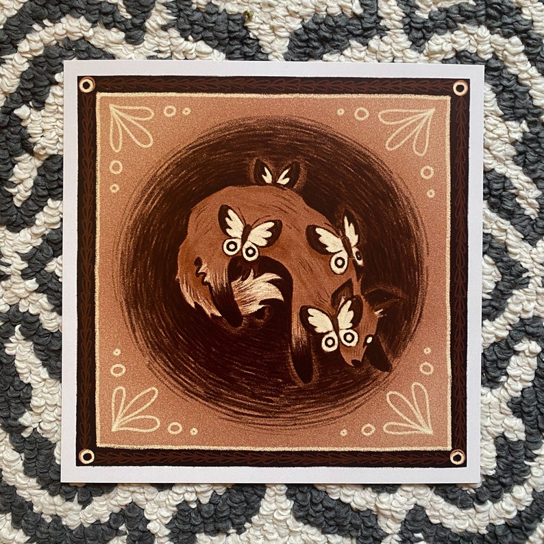 FOX & MOTHS - 8 X 8 Art Print - Etsy