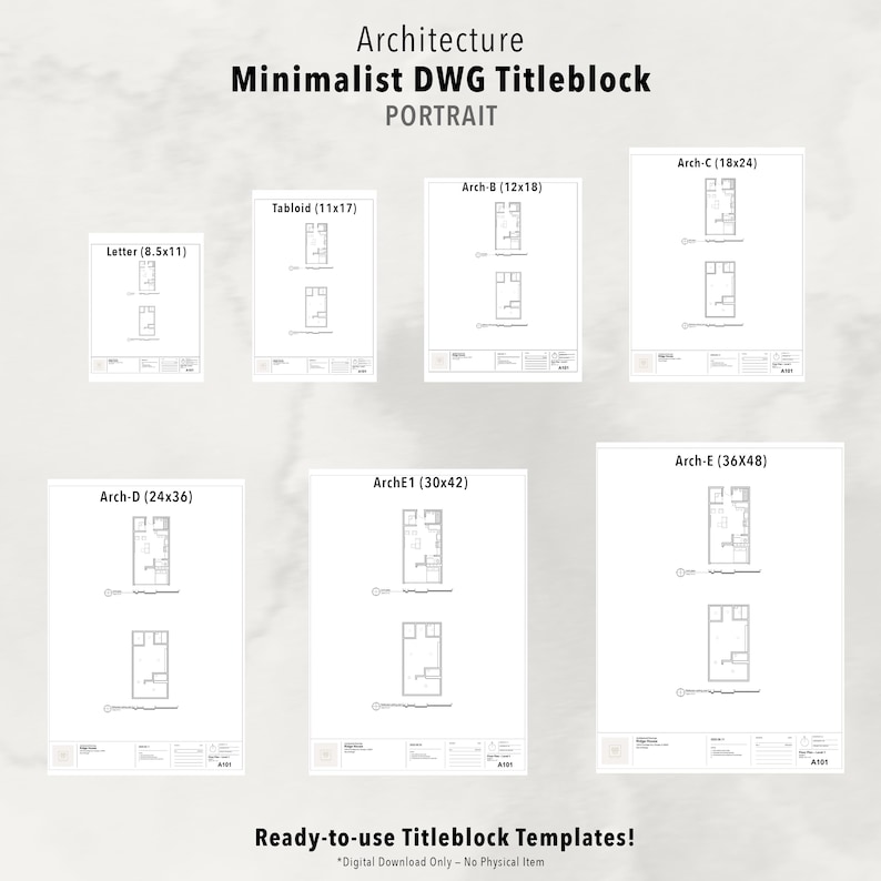 Autocad Title Block Template Bundle: Minimalist Architecture DWG, DWT ...