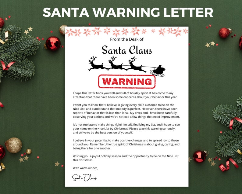Santa Warning Letter, Letter From Santa, North Pole Letter, Final ...