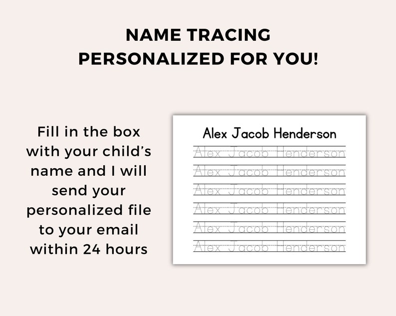 Handwriting Practice, Custom Name Tracing Sheet, Personalized Tracing ...