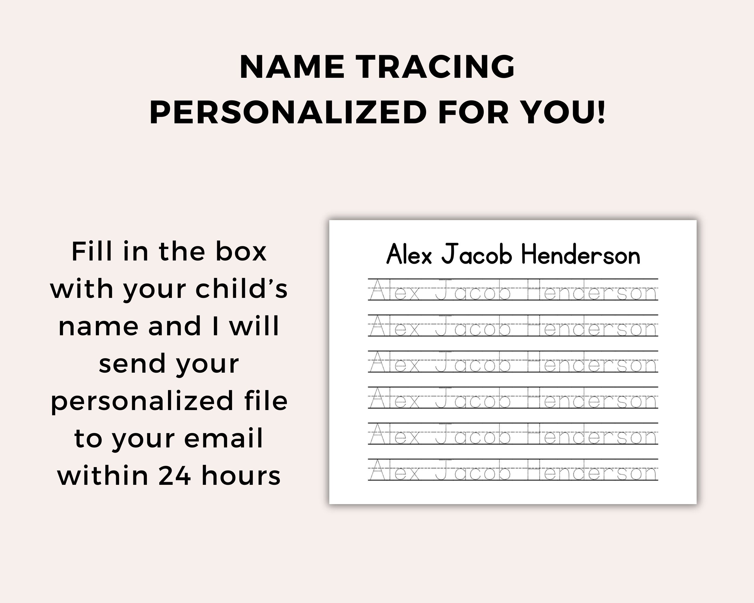 Handwriting Practice, Custom Name Tracing Sheet, Personalized Tracing ...