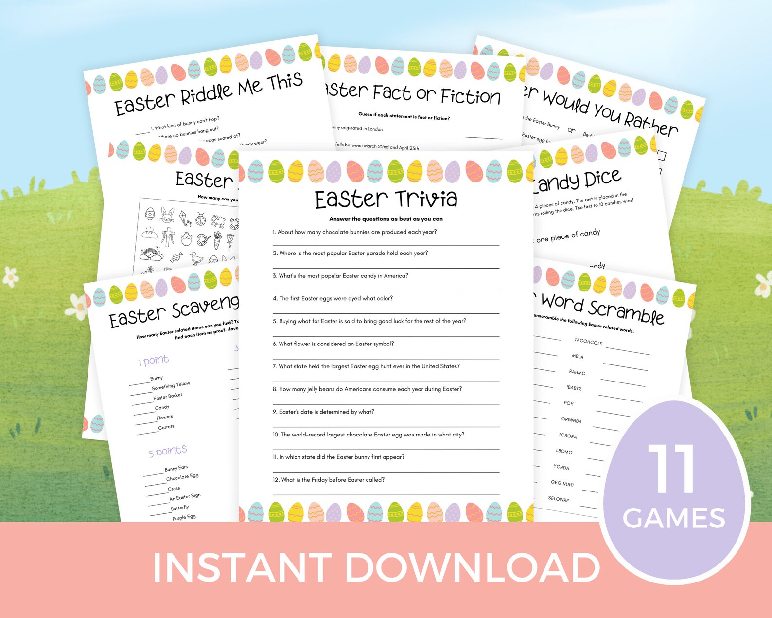 Easter Game Bundle, Easter Activity Pack, Printable Easter Games for ...