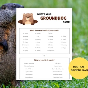 What's Your Groundhog Name Game, Classroom Groundhog Day Activity, Name ...
