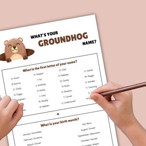 What's Your Groundhog Name Game, Classroom Groundhog Day Activity, Name ...