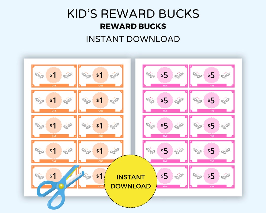 Reward Bucks Printable, Mom Bucks, Chore Bucks for Kids, Dad Bucks ...