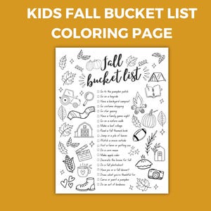 Kids Fall Bucket List Printable Coloring Page, Family Fun Autumn ...