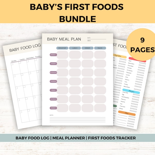 Baby Food Tracker Printable, Baby's First Foods Checklist, Solids ...