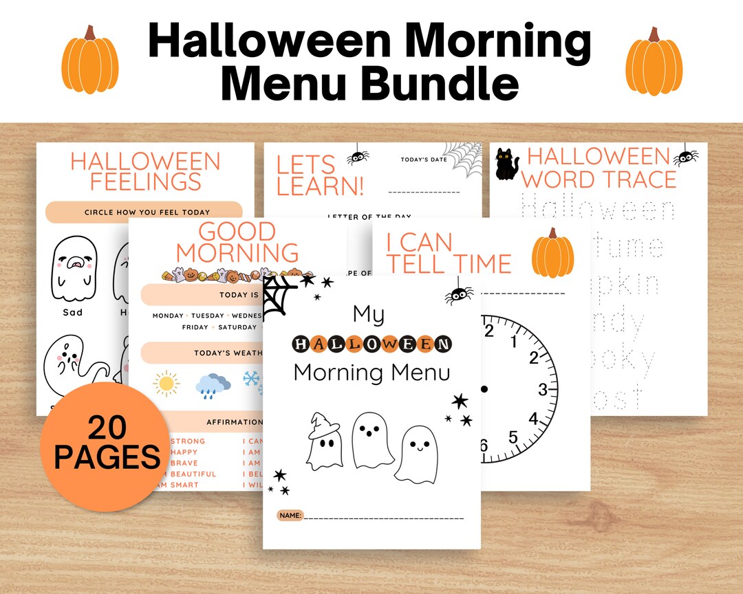Halloween Morning Menu Pages, Preschool Morning Menu, Homeschool ...
