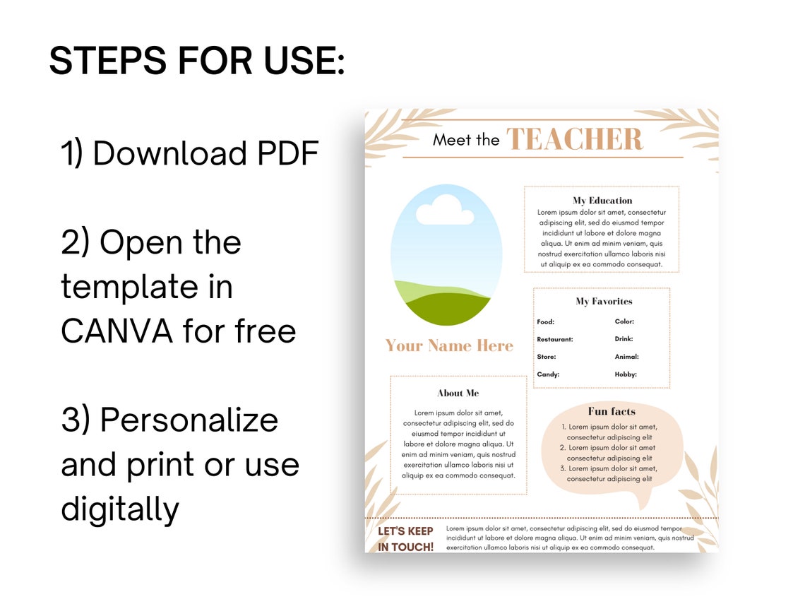 Editable Meet the Teacher Template, Canva Template, Back to School ...