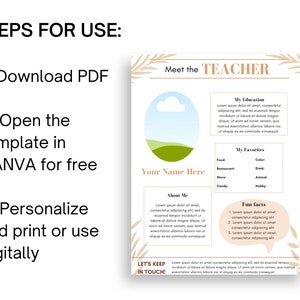 Editable Meet the Teacher Template, Canva Template, Back to School ...