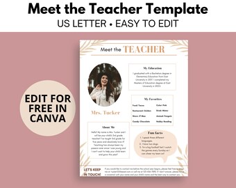 Editable Meet the Teacher Template, Canva Template, Back to School ...