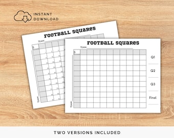 Football Squares Printable, Football Square Fundraiser, 100 Square ...