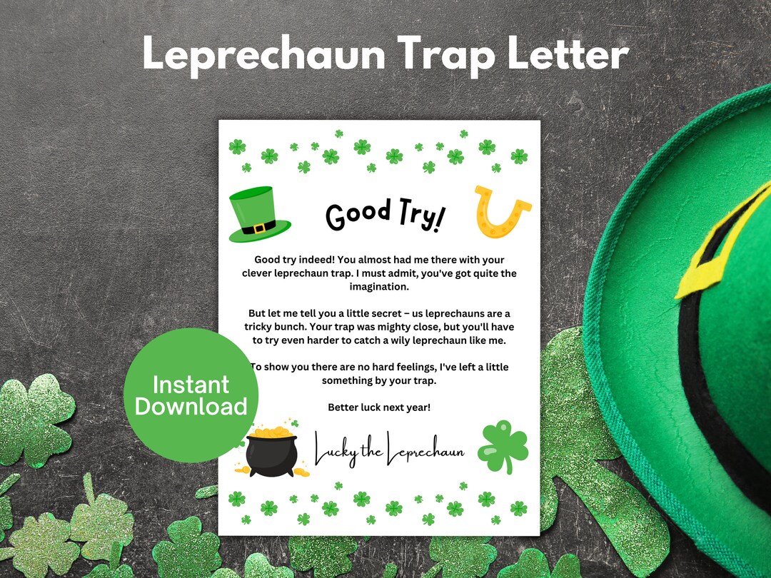 Leprechaun Trap Letter for Kids, St Patrick's Day Activity, Leprechaun ...