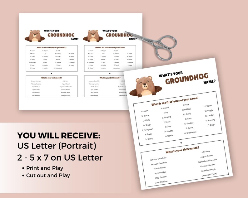 What's Your Groundhog Name Game, Classroom Groundhog Day Activity, Name ...