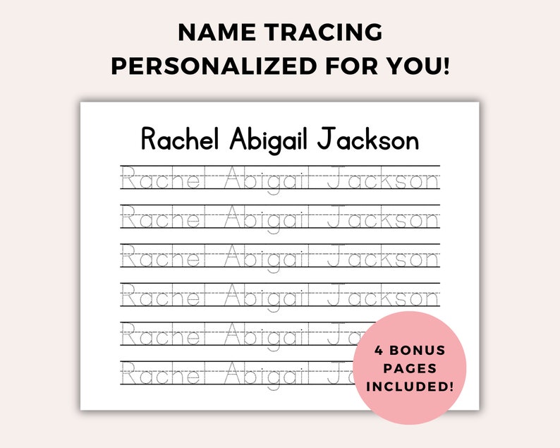 Custom Name Tracing Sheet, Handwriting Practice, Personalized Tracing ...