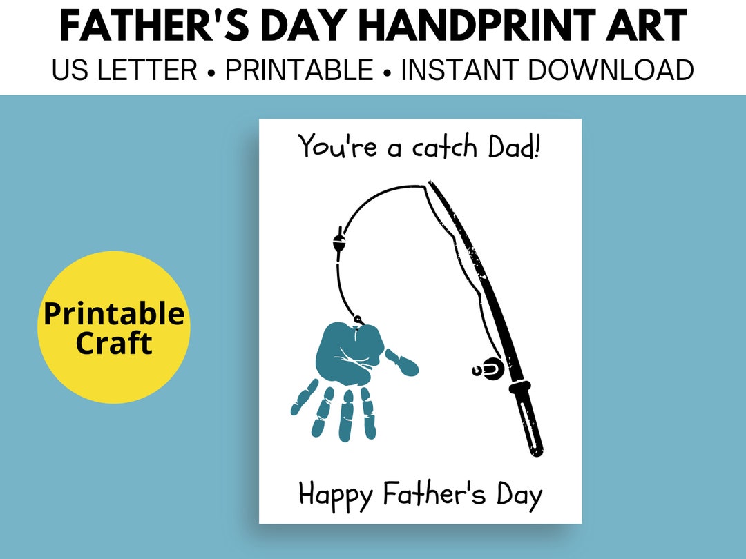 Father's Day Fishing Handprint Art for Kids, Father's Day Craft ...