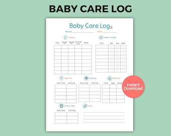 Baby Care Log, Newborn Care Log, Infant Care Log, Baby Tracking Log ...
