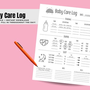 Infant Care Log, Nanny Log, Caregiver Daily Log, Daycare Daily Log ...