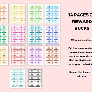 Kids Reward Bucks, Editable Kids Chore Chart Canva, Printable Mom, Dad ...