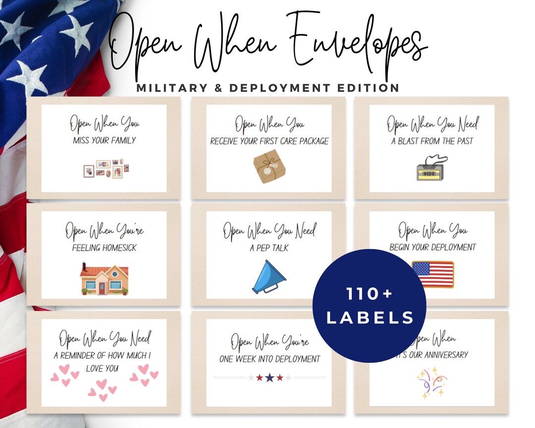 Open When Envelopes for Military, Deployment Care Package, Printable ...