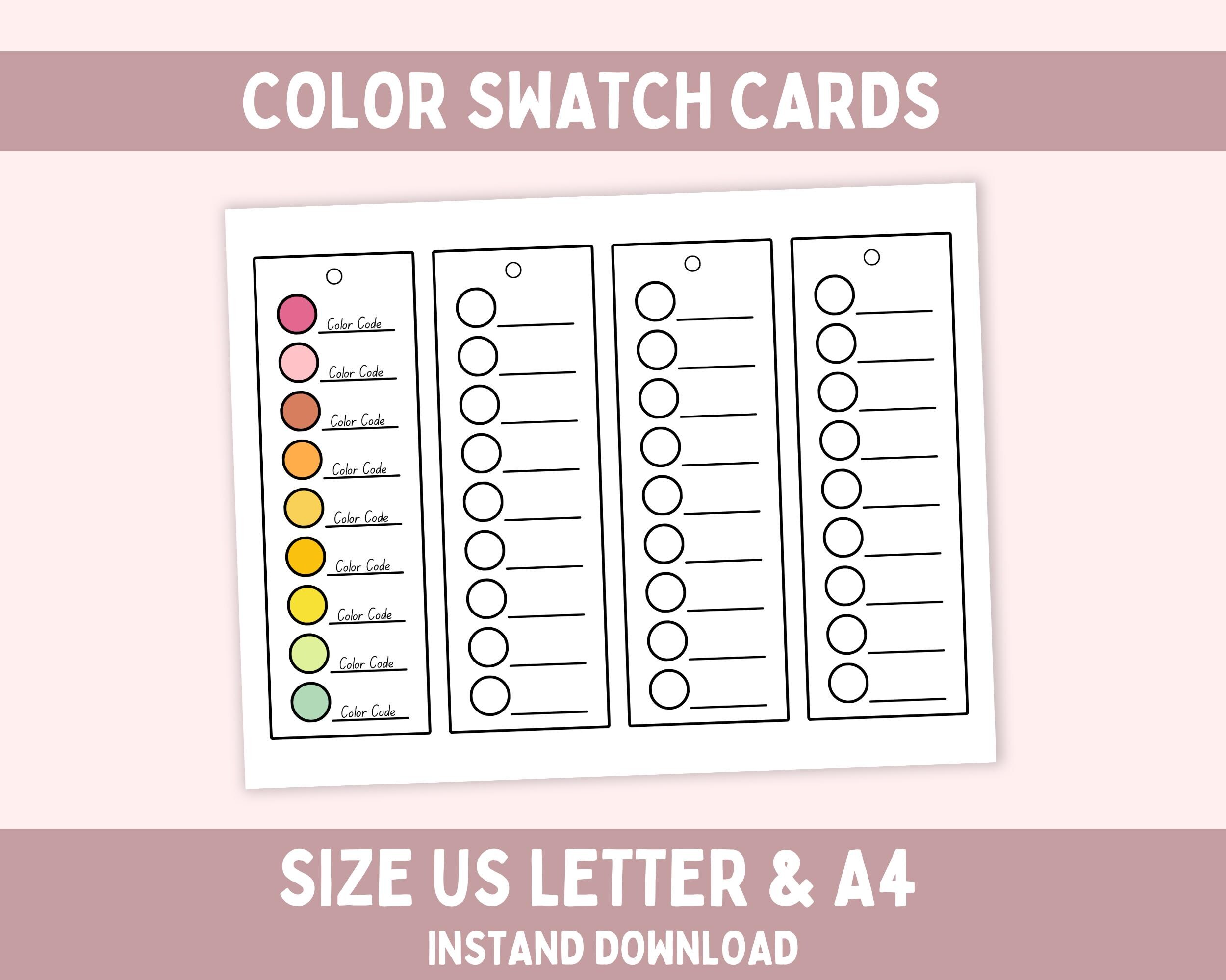 Blank Color Swatch Cards, Color Test Chart, Adult Coloring, Marker Test ...